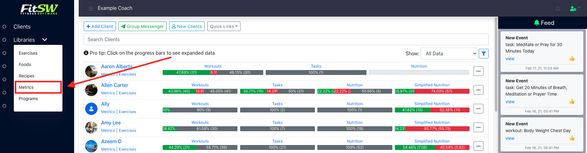 How To View Your Metrics List (Web)